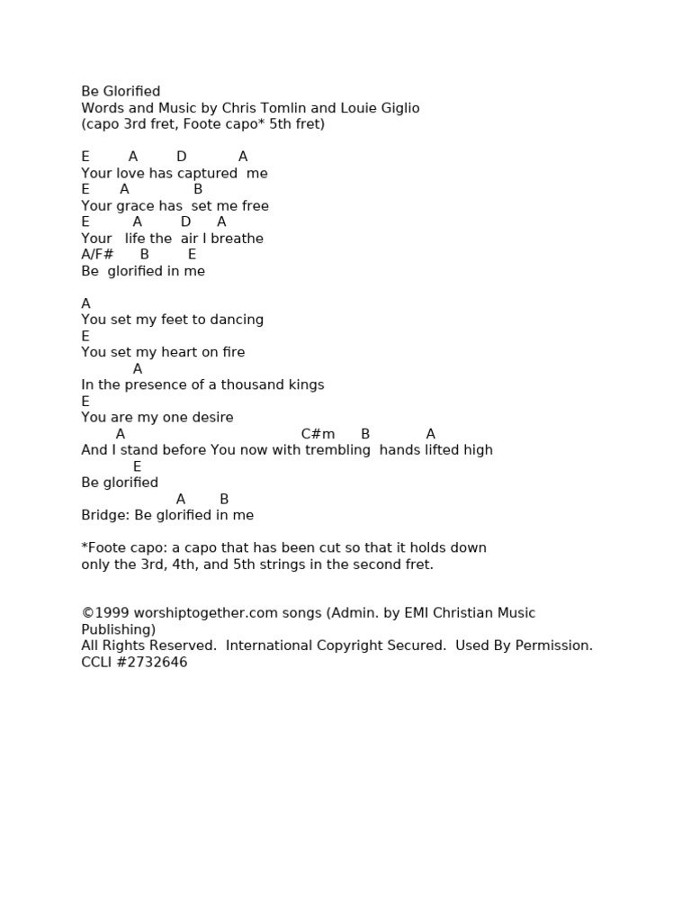Be Glorified Chords for Worship | PDF