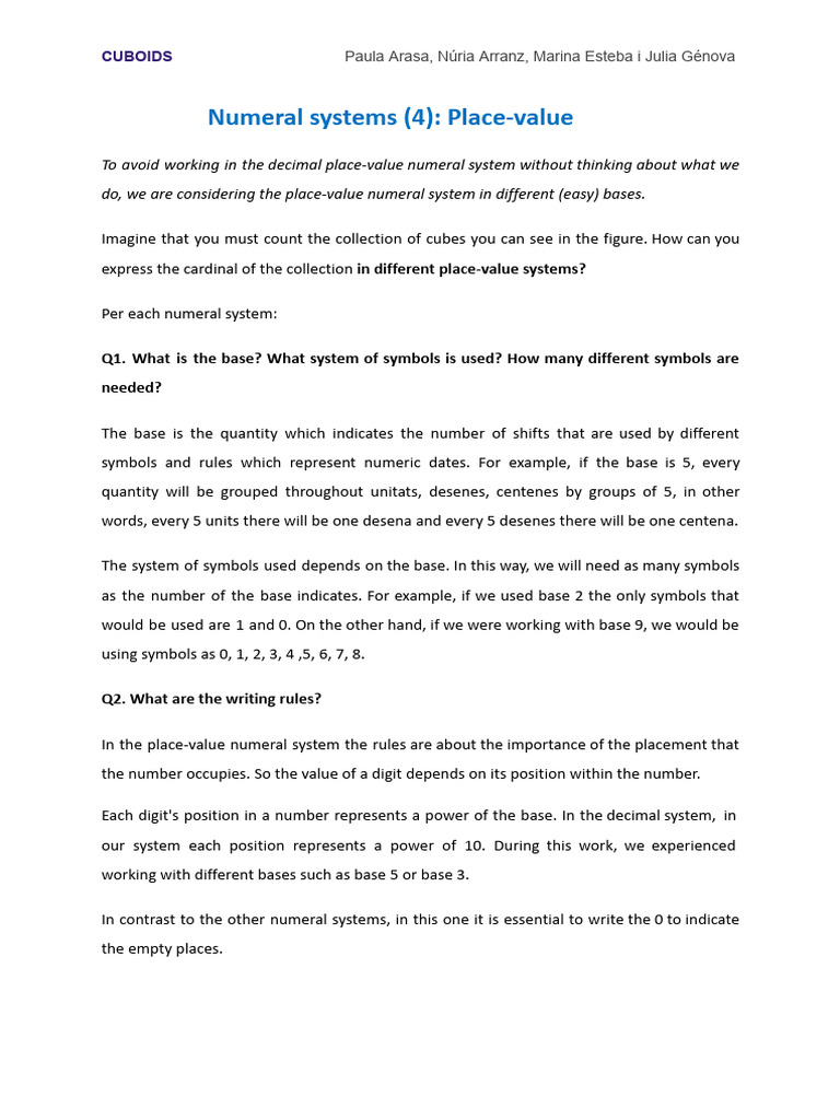 Numeral Systems - Place-Value | PDF | Numbers | Decimal
