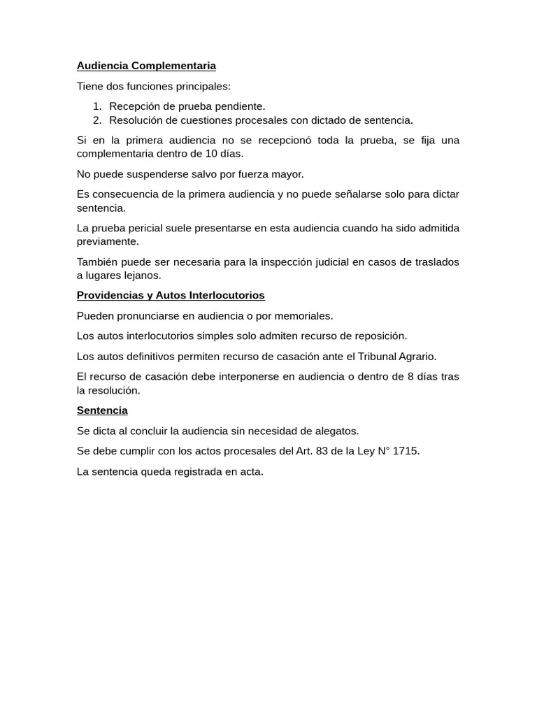 Audiencia Complementaria | PDF