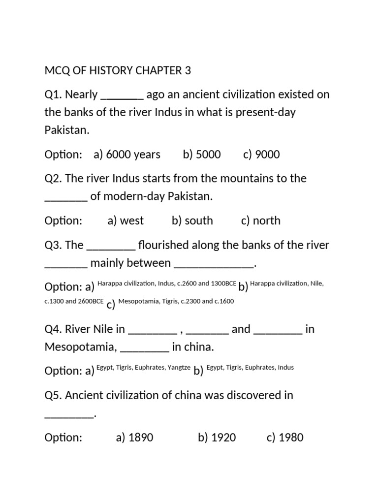 MCQ of History Chapter 3 | PDF