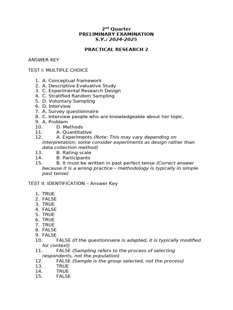 2nd PRELIM Answer Key-PR2 (2) | PDF