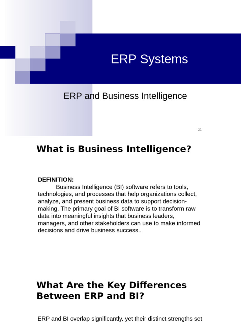 ERP and Business Intelligence Overview | PDF | Business Intelligence ...