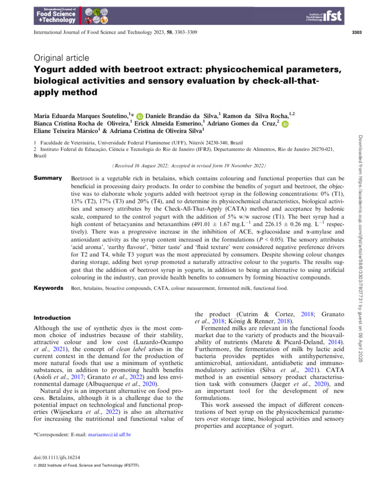 Beetroot-Enhanced Yogurt: Benefits & Evaluation | PDF | Beetroot