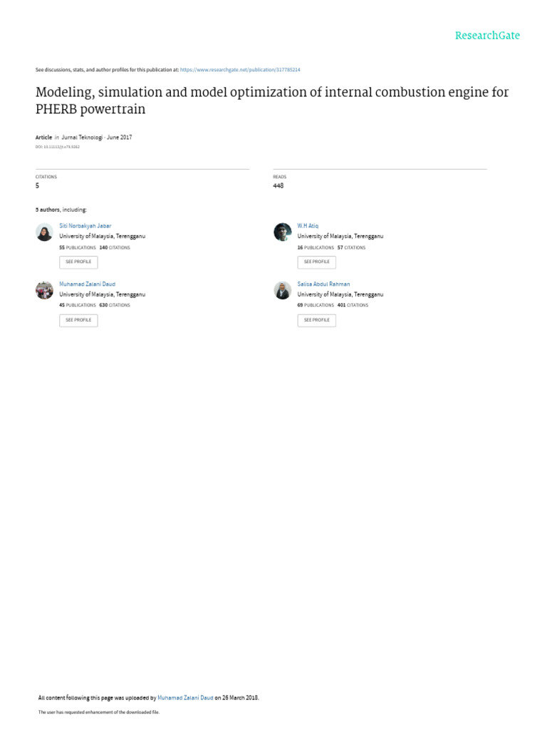 Modeling_simulation_and_model_optimization_of_inte | PDF | Exhaust Gas | Engines
