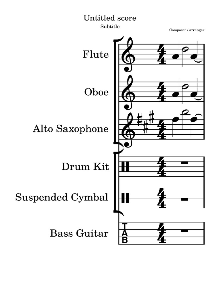 Instrumental Score for Flute and Saxophone | PDF | Musical Instruments