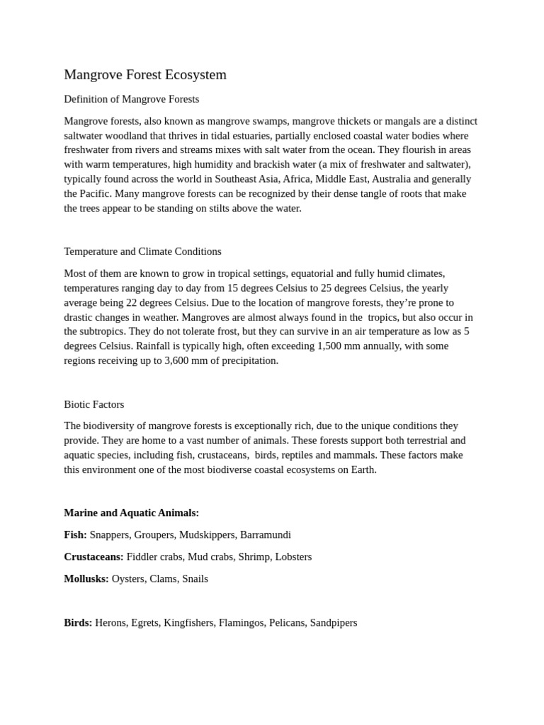 Understanding Mangrove Forest Ecosystems | PDF | Mangrove | Forests