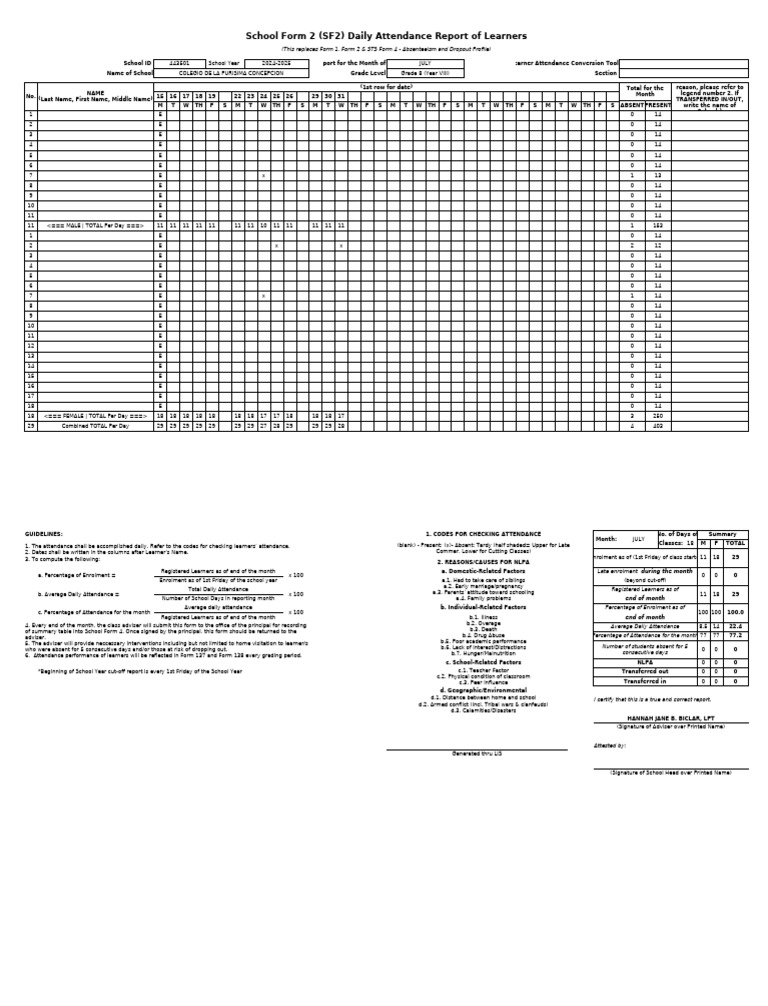 SF2 - AUTOMATED Copy 2024 2025 | PDF