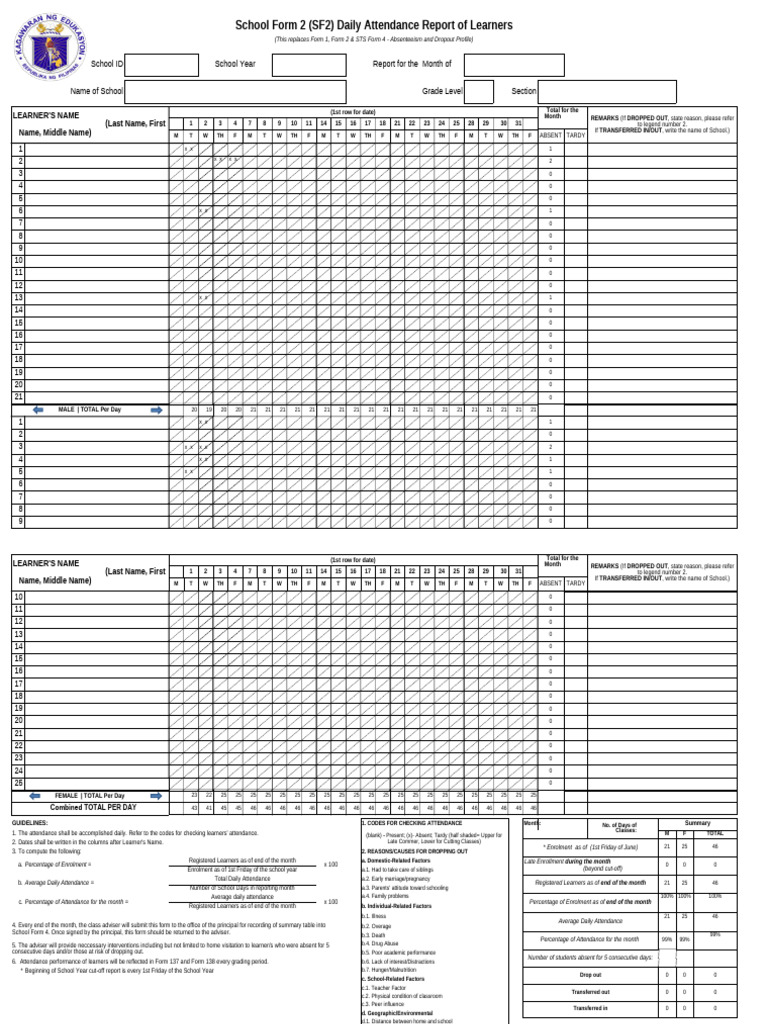 Automated SF2 v2 by jPujeda | PDF | Social Policy | Family