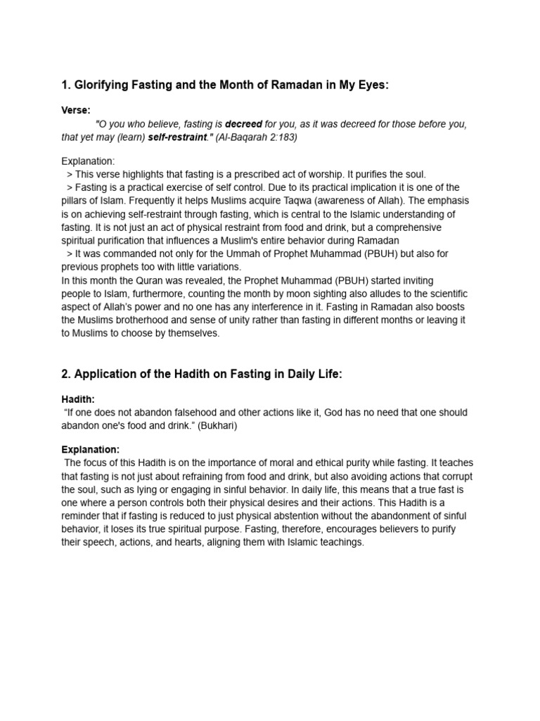 Fasting in Islam | PDF | Hadith | Monotheistic Religions