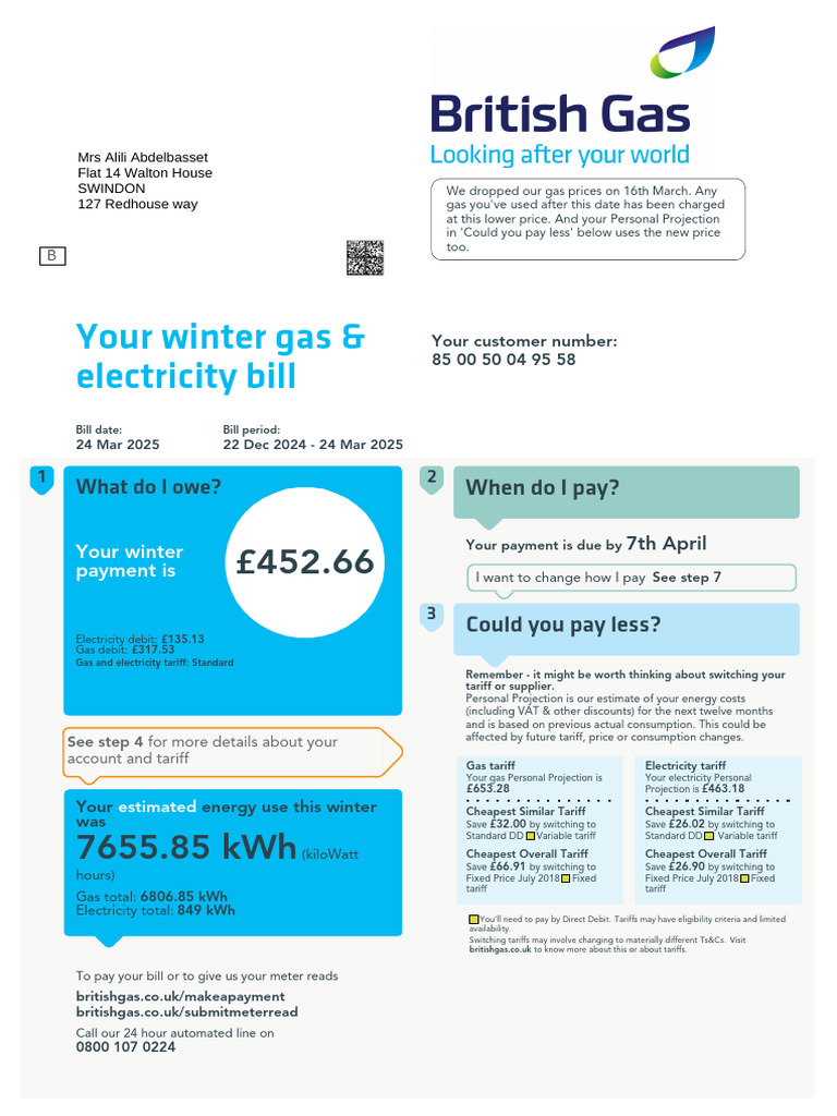 Alili Your Winter Gas and Electricity Bill PDF | PDF | Value Added Tax ...