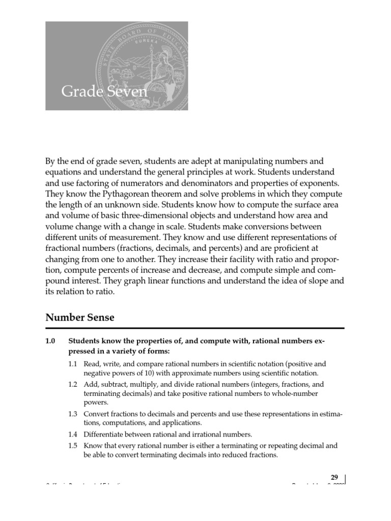 California 7th Grade Math Standards | PDF | Fraction (Mathematics) | Area