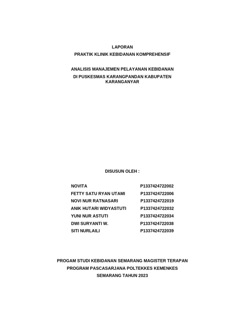 Laporan Kelompok PKM Karangpandan | PDF