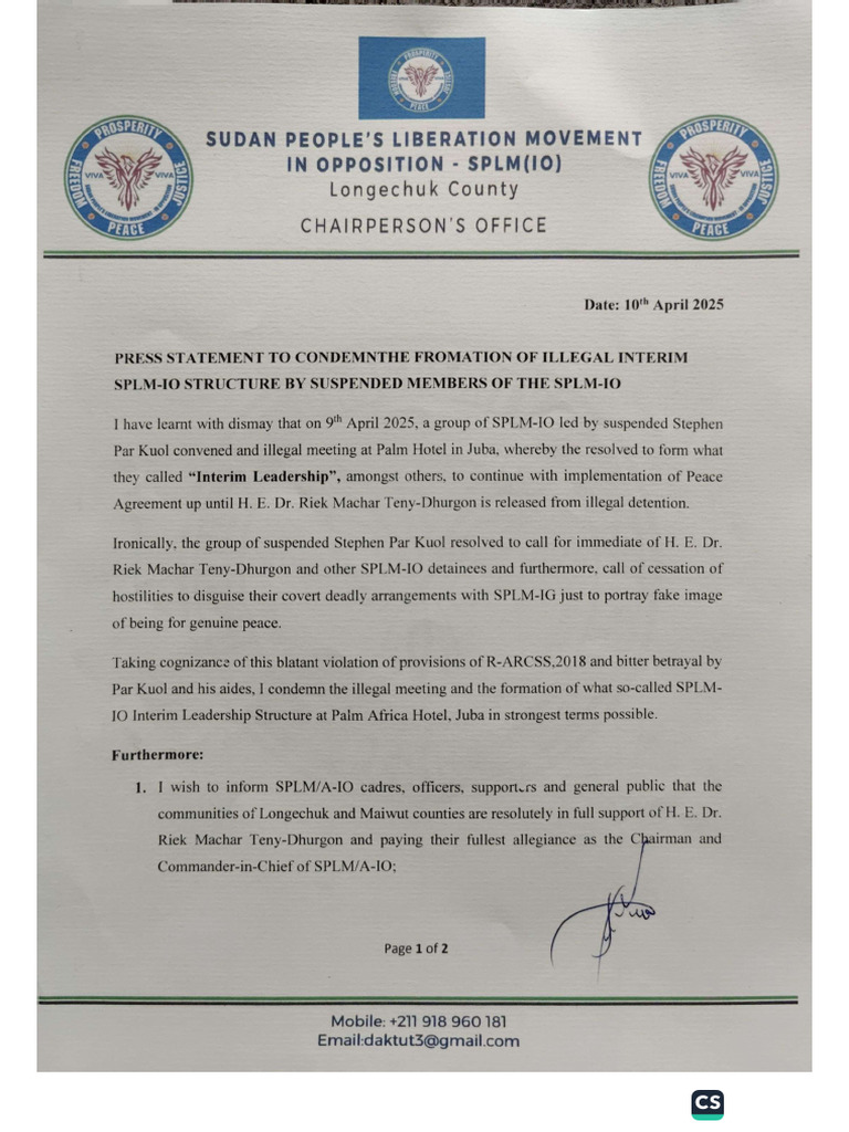 Rejection of Illegal Interim - Splm-Io | PDF