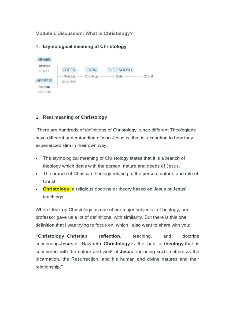 Module 1 Discussion | PDF | Christology | Theology
