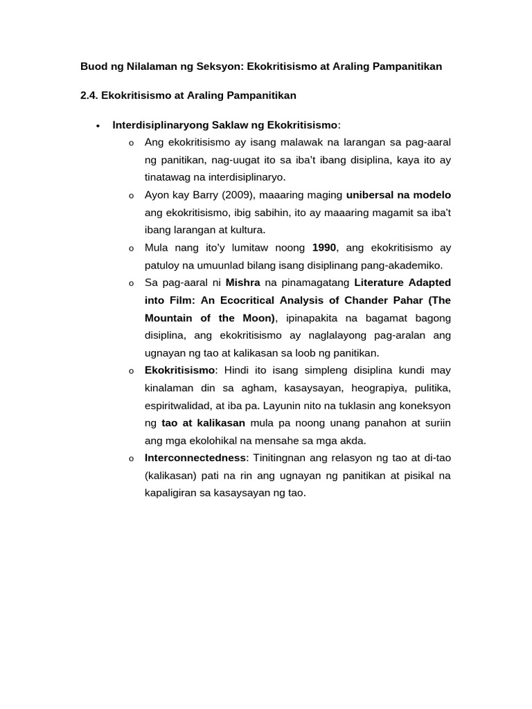 SUMMARIZED VERSION (EKOKRITISISMO) | PDF