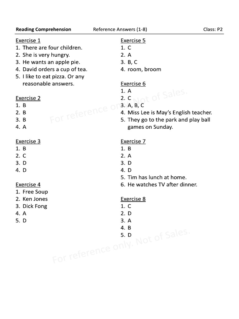 01-08 P2 Reading Comprehension - Suggested Answer | PDF