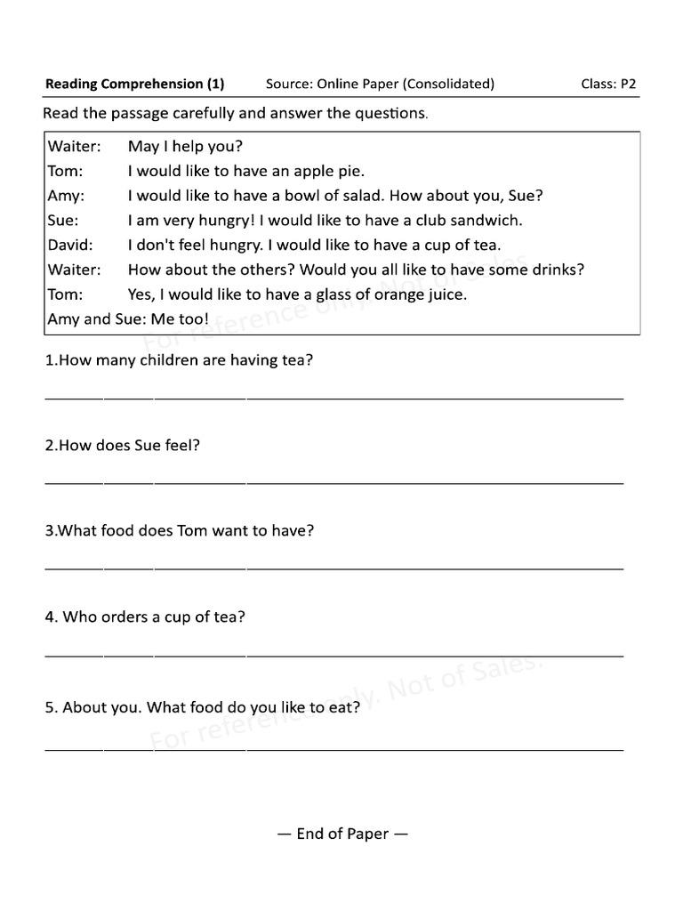 01-08 P2 Reading Comprehension | PDF