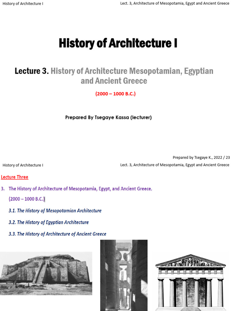 Lecture 3,4 - Mesopotamia & Egyptian Architecture | PDF | Mesopotamia | Ancient Egypt