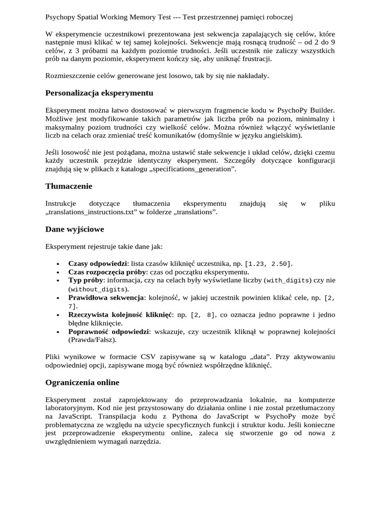 Psychopy Spatial Working Memory Test | PDF