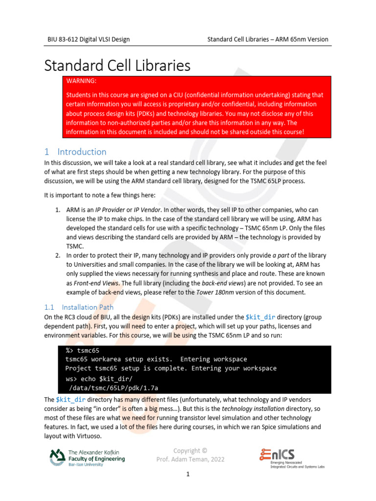 03-Standard Cell Libraries - ARM 65nm - 2024-25 RC3 | PDF | Electrical ...