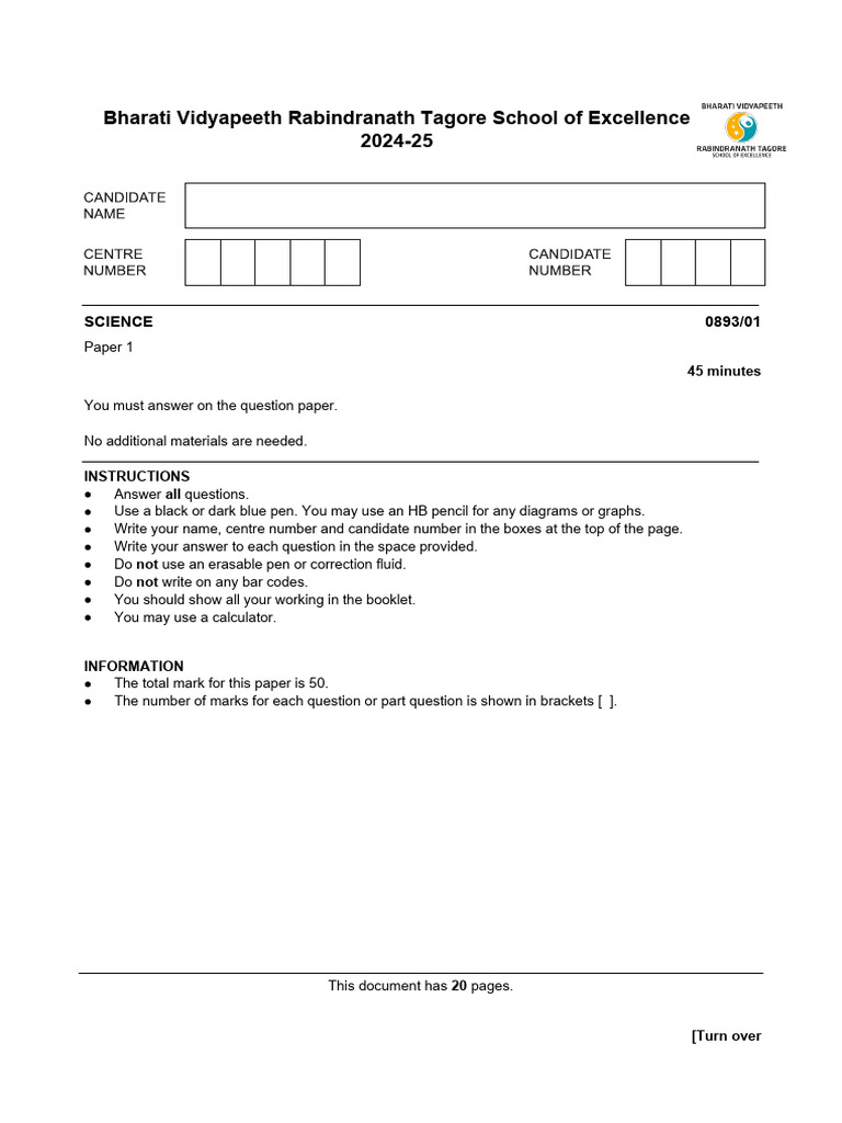 Science May 2024 - Paper 1 - QP | PDF | Carbon | Giant Impact Hypothesis