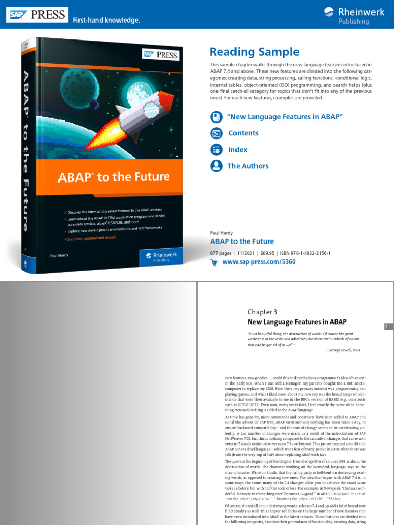 Reading Sample Sap Press Abap To The Future Update | PDF | Variable (Computer Science ...