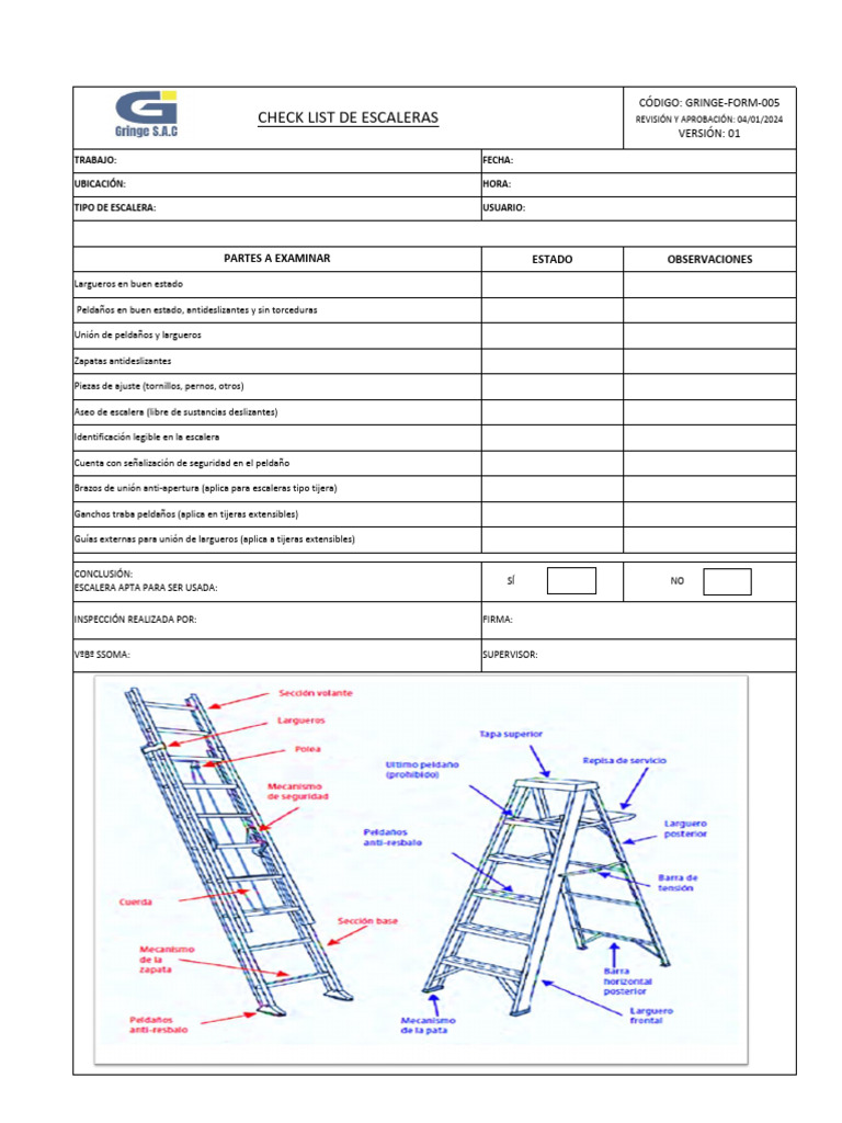 Checklist de Inspección de Escaleras | PDF