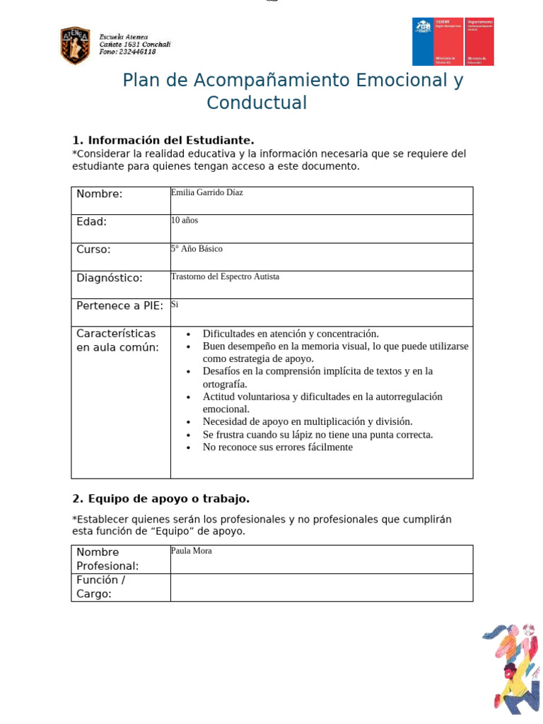 Plan de Acompañamiento Emocional y Conductual | PDF | Las emociones ...