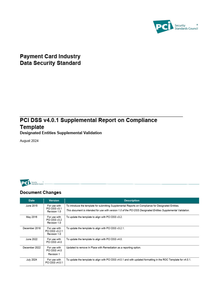 PCI DSS v4 0 1 DESV S ROC Template | PDF | Payment Card Industry Data ...