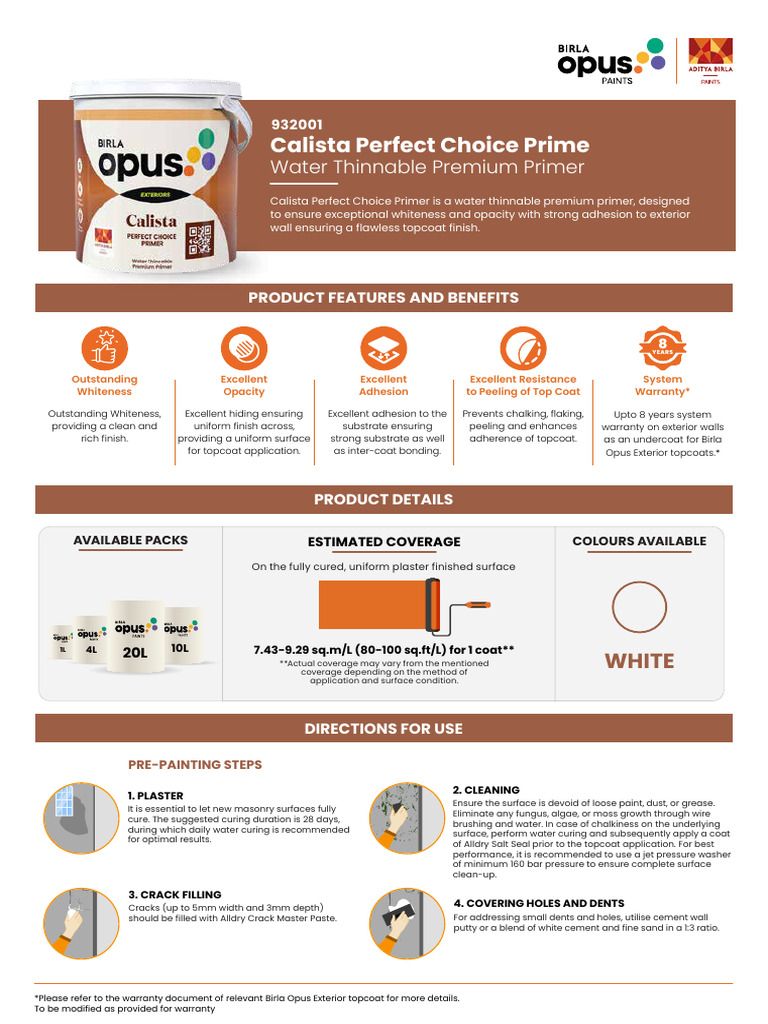 Calista Perfect Choice Primer Guide | PDF | Paint | Materials