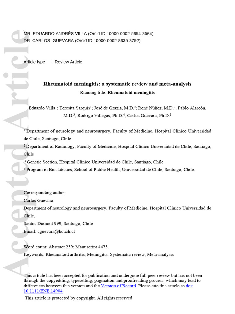 meningitis rheumatoid | PDF | Medical Diagnosis | Rheumatoid Arthritis