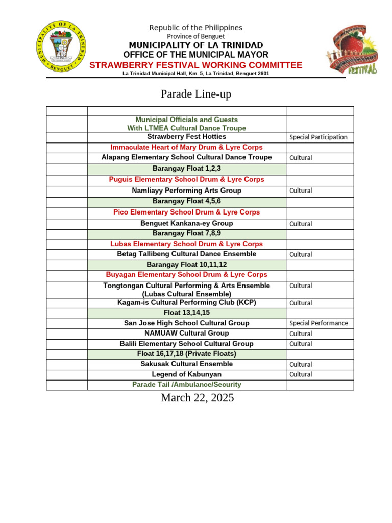 Balili Elementary School in Strawberry Fest | PDF