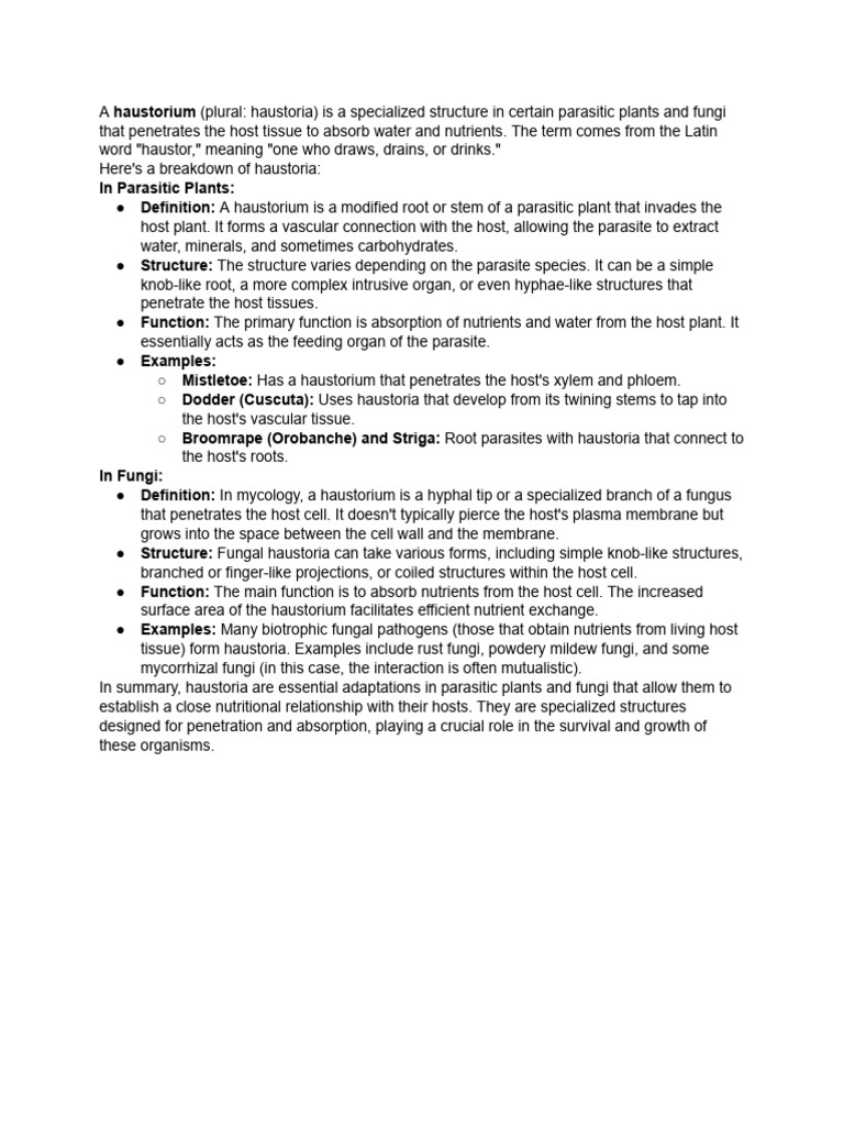 Understanding Haustoria in Plants and Fungi | PDF