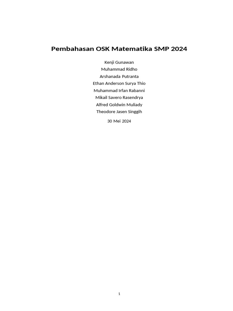 Soal OSK - SMP - 2024 | PDF
