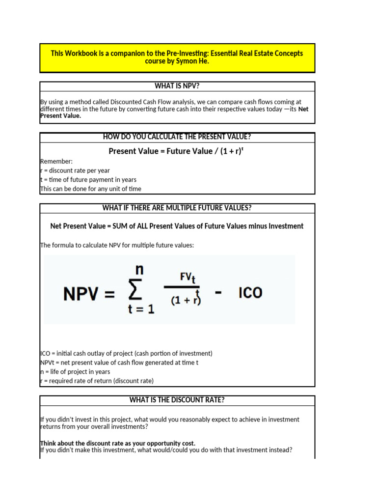 NPV and IRR Examples Worksheet | PDF | Net Present Value | Discounted ...