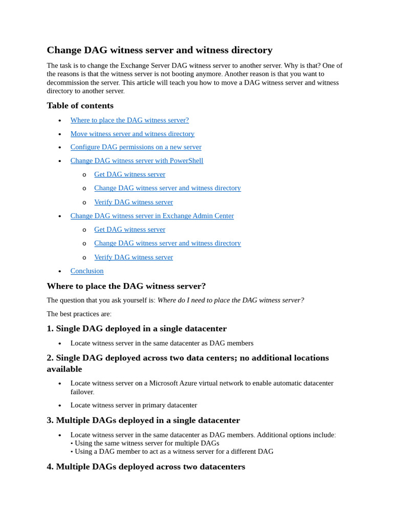 Change Exchange DAG Witness Server Guide | PDF | Computer Science ...