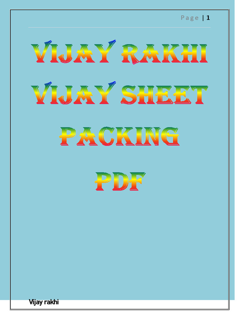 VIJAY RAKHI VIJAY SHEET PACKING PDF | PDF