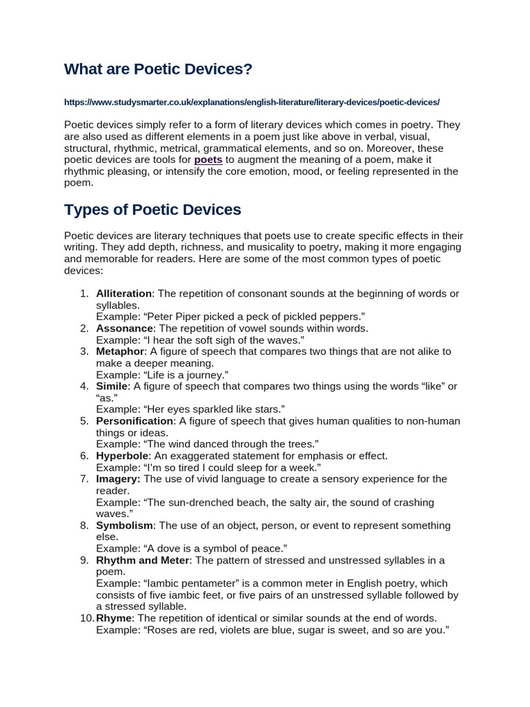 What Are Poetic Devices | PDF