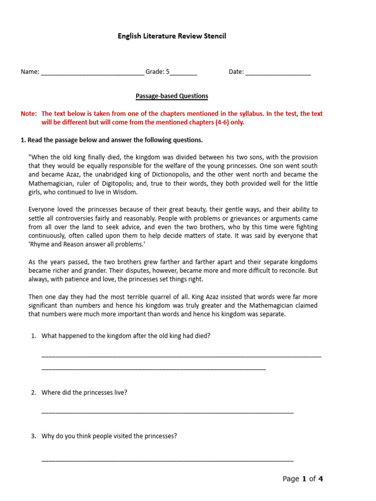 English Literature Review Stencil | PDF