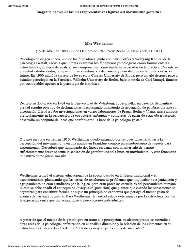 UFRGS - Max Wertheimer - Biografías de Las Principales Figuras Del ...