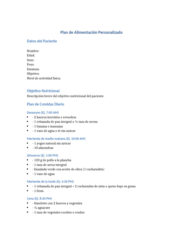 Plantilla_Plan_Alimentacion | PDF