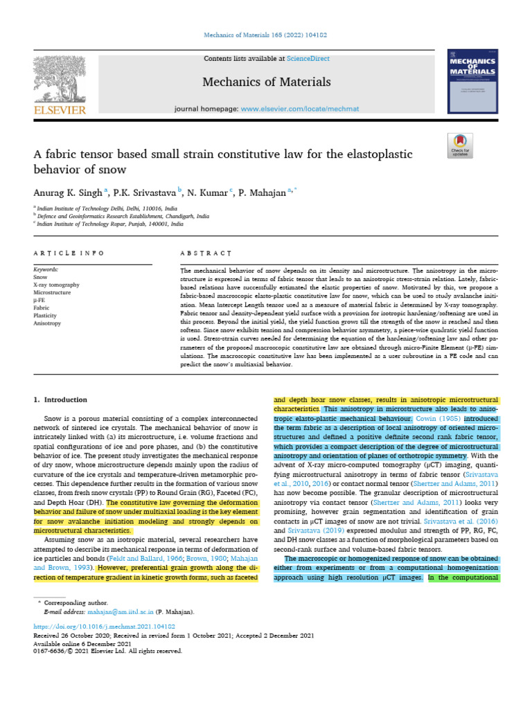 2022 - A Fabric Tensor Based Small Strain Constitutive Law For The ...