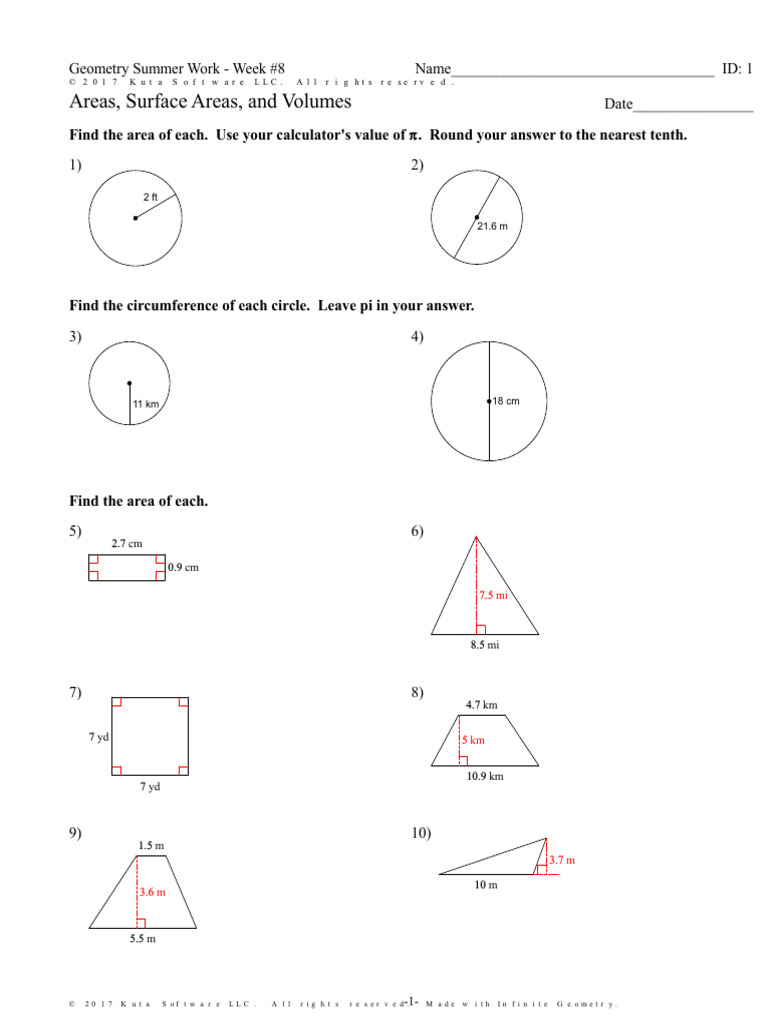 Infinite Geometry - Areas, Surface Areas, and Volumes - GEO_8.Areas ...