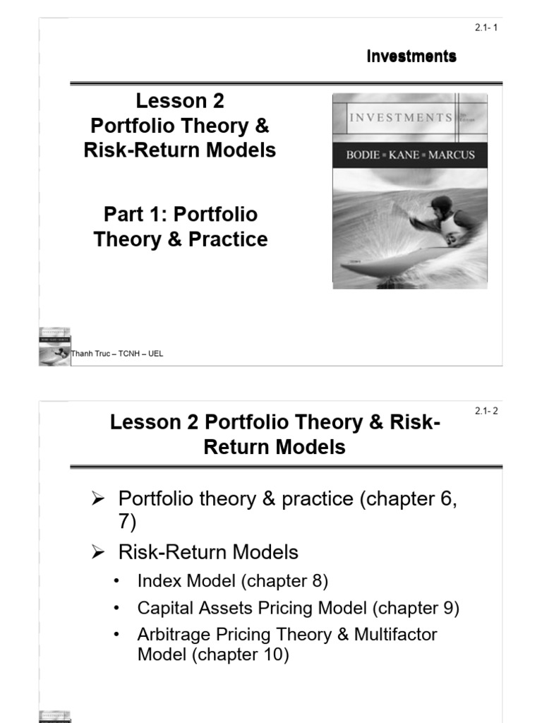 Lesson 2-1 Portfolio Theory | PDF | Risk Aversion | Modern Portfolio Theory