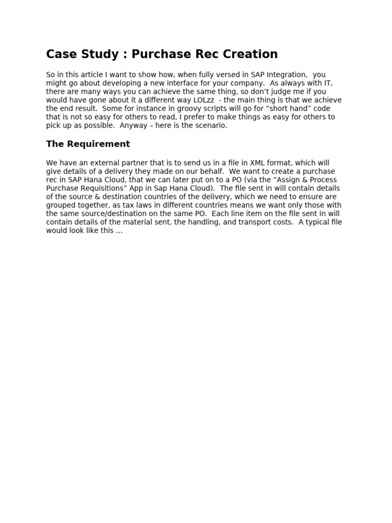 Case Study On Purchase Req | PDF | Xml | Computer Science
