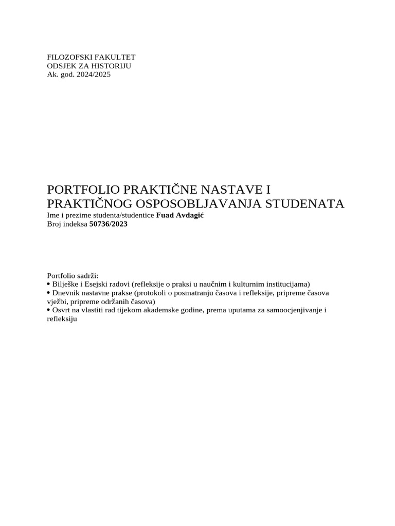 PORTFOLIO - PRAKSA Fuad Avdagić | PDF