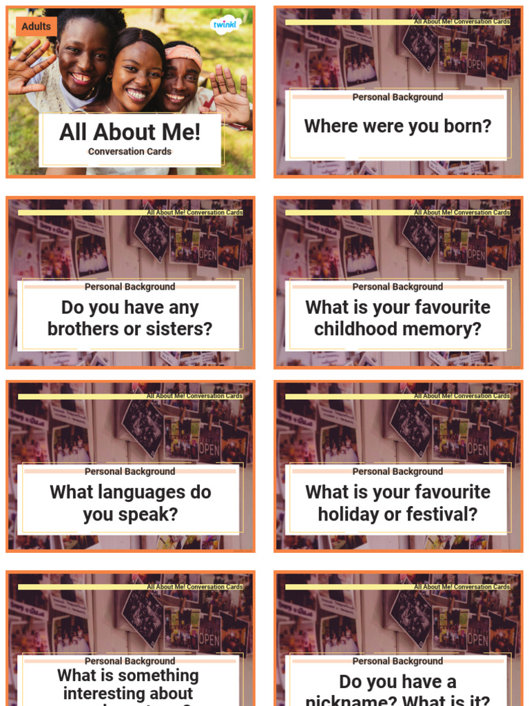 T 1724838538 Esl All About Me Conversation Cards Adults A2 b1 Ver 4 ...
