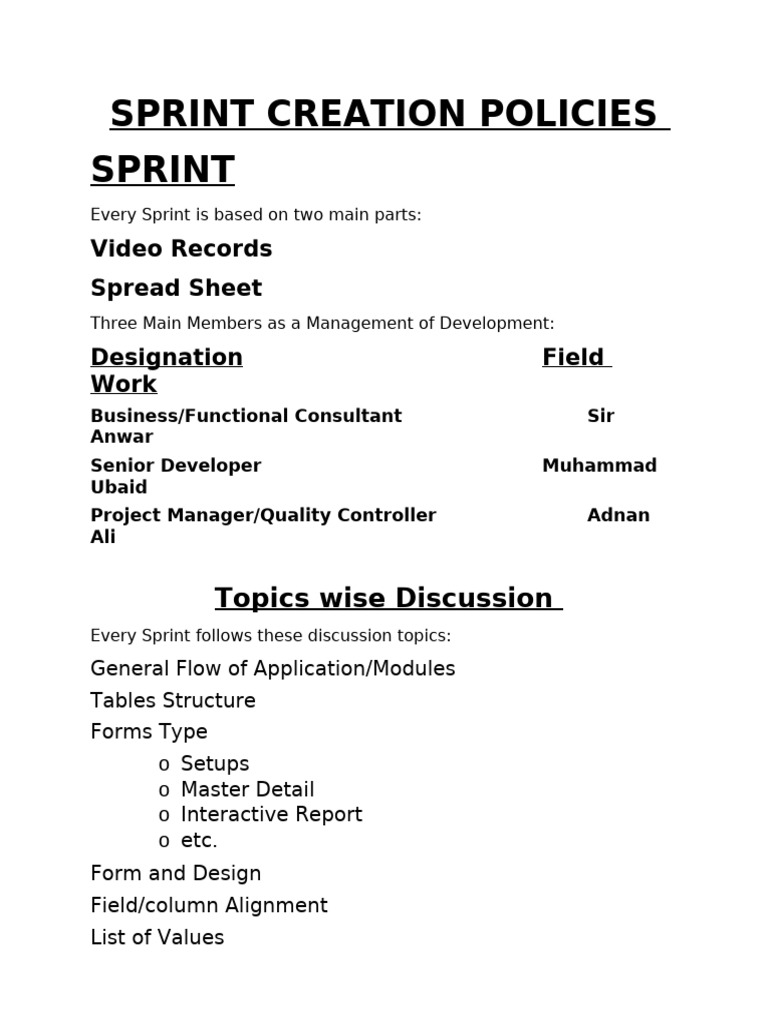 Sprint Creation Policies Overview | PDF