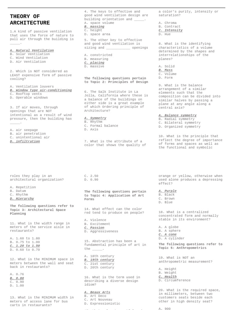 Architecture Theory and Design Principles Quiz | PDF | Color | Energy ...