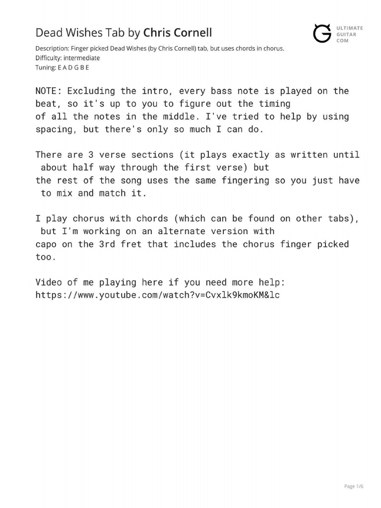 Dead Wishes Tab | PDF
